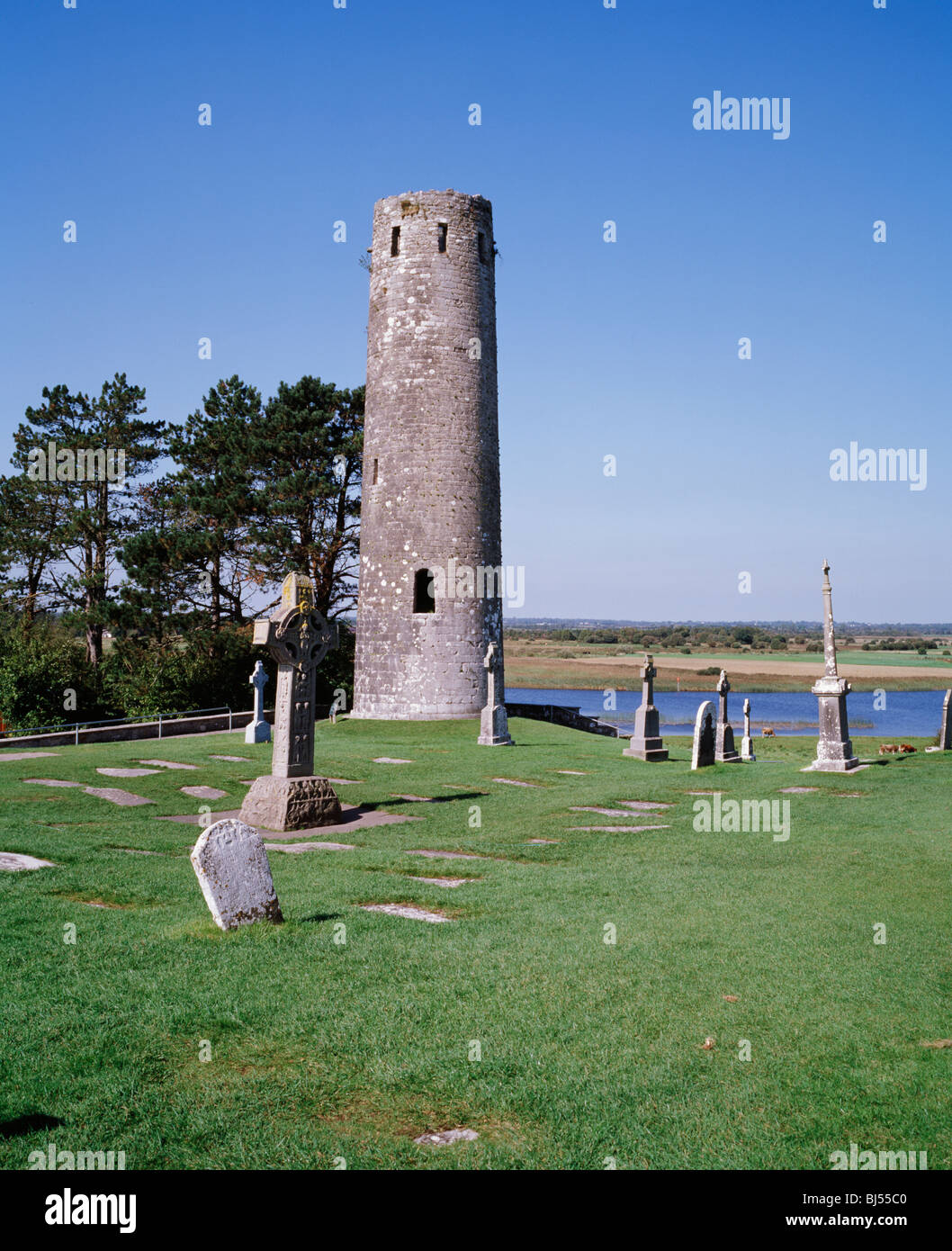 A view of O'Rourke's Tower at Clonmanois Monastery County Offaly ...