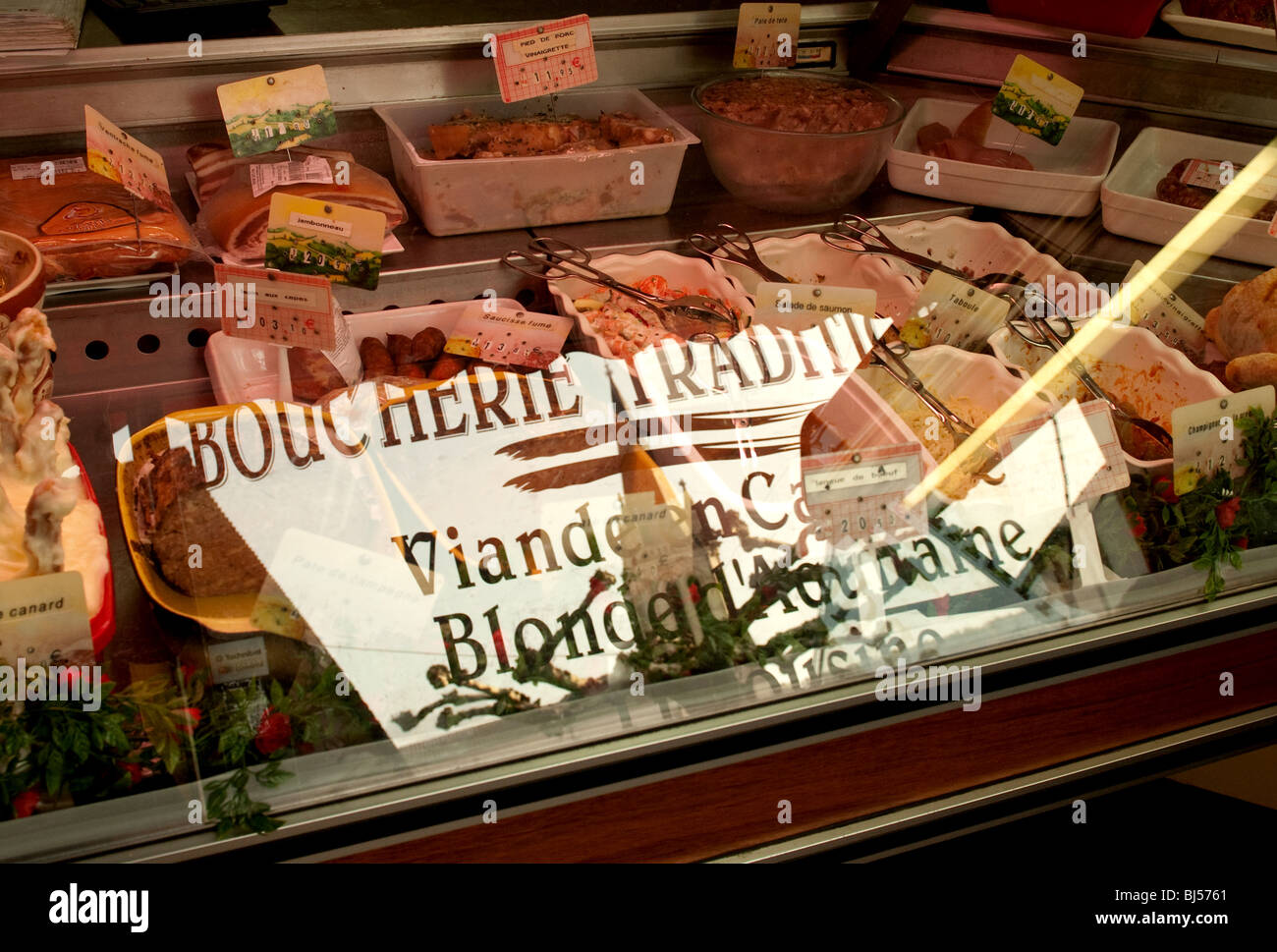 French butcher's display Stock Photo - Alamy