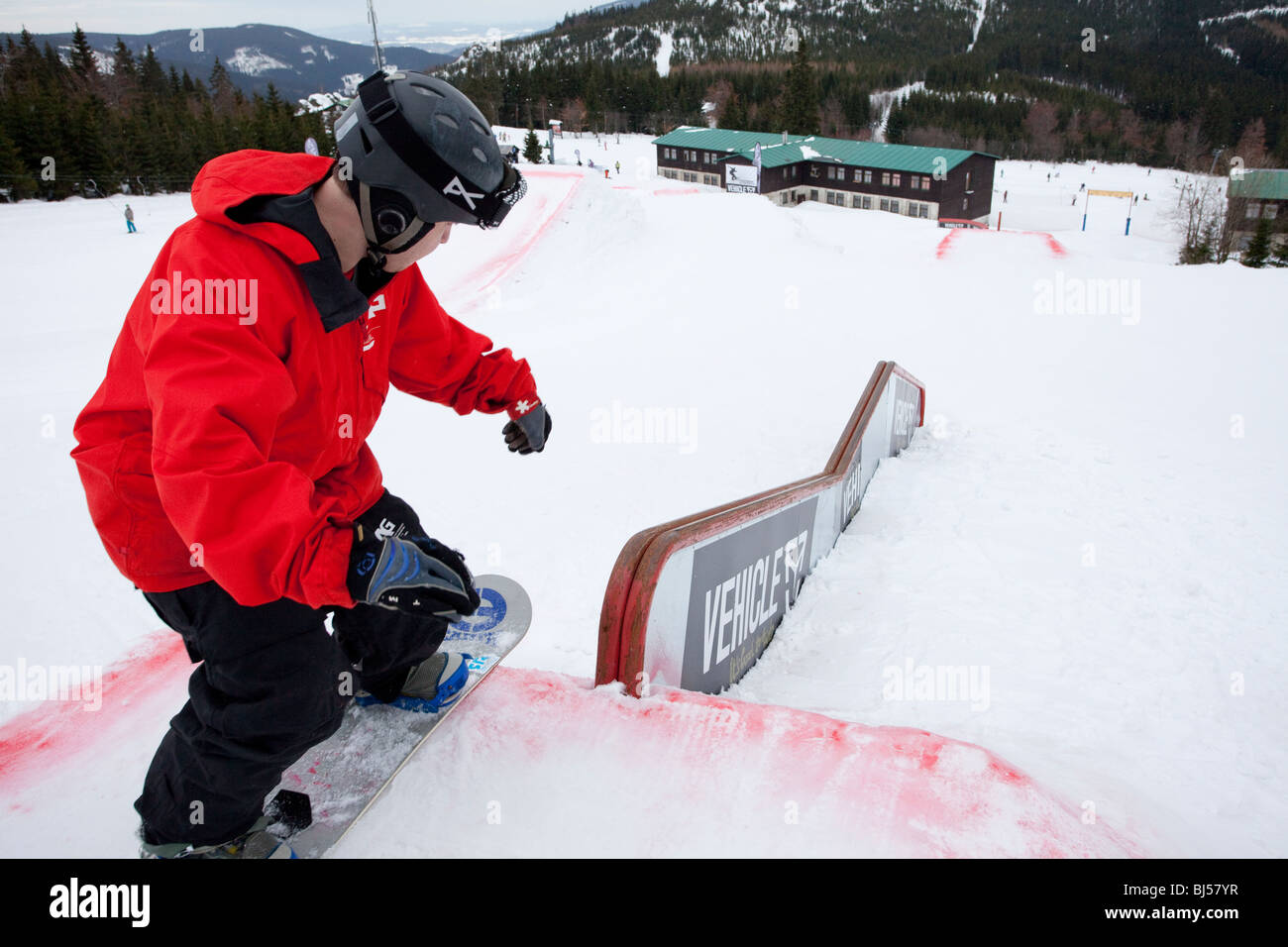 snowboarder in terrain park Stock Photo - Alamy