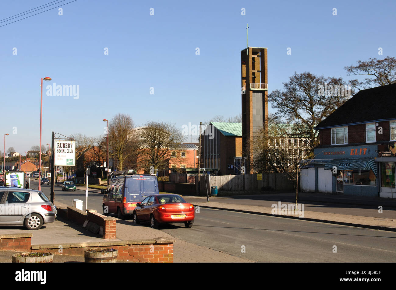 New Road and St. Chad`s Church, Rubery, Worcestershire, England, UK ...