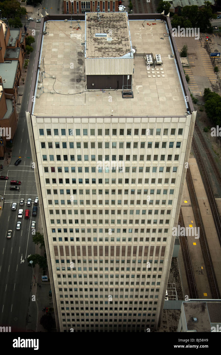 Aerial view of an office block from Calgary Tower, Alberta, Canada ...