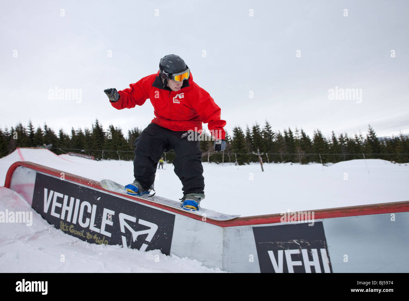 snowboarder in terrain park Stock Photo - Alamy