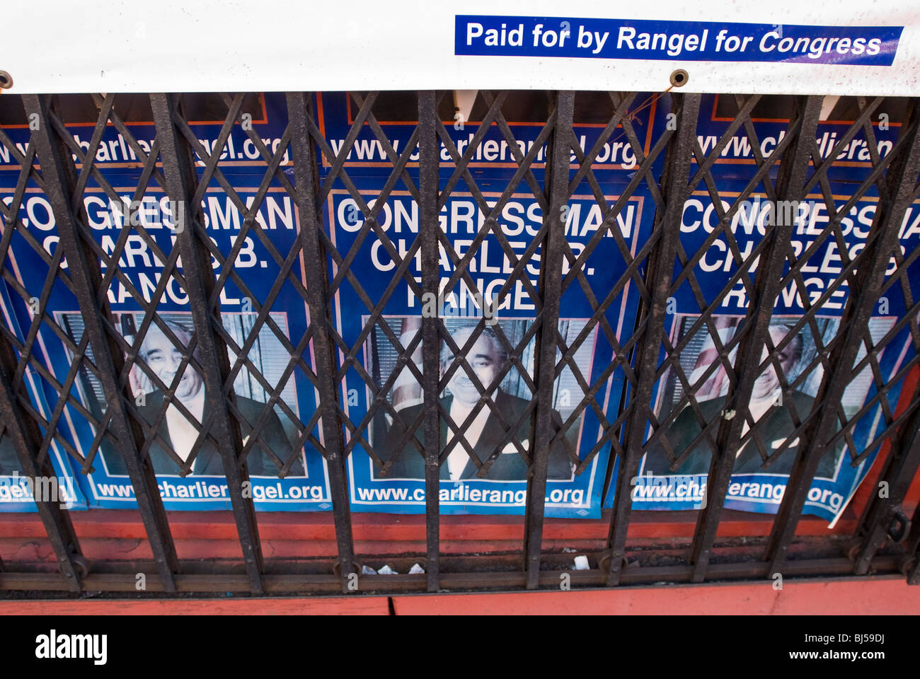 Posters for Harlem Congressman Charles Rangel in a Democratic club ...