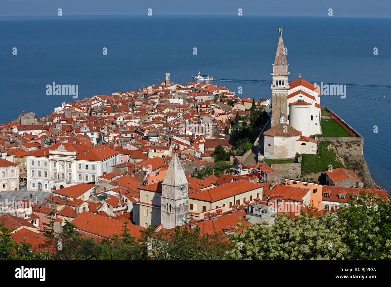 Piran old town peninsula italian style Tartini Square Town Hall St ...