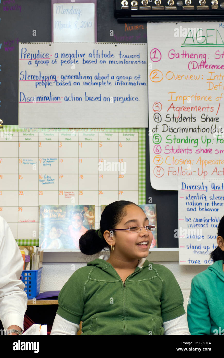 Fifth grade students in New York participate in a classroom discussion ...