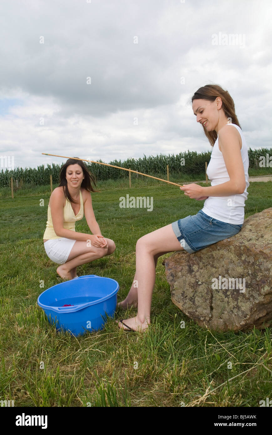 girls, friends, fun, relax, countryside, camping, summer, natural ...
