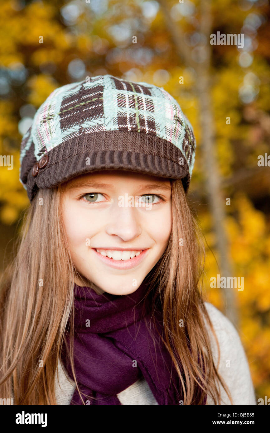 Portrait of a girl with cap Stock Photo - Alamy