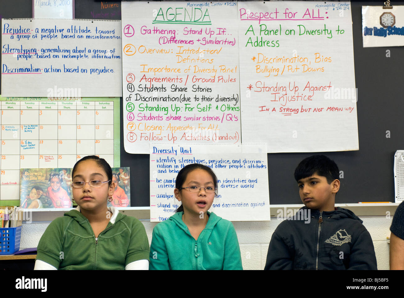 Fifth grade students in New York participate in a classroom discussion ...