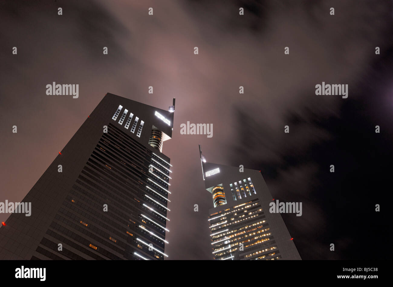 EMIRATES TOWERS, night shot, modern architecture, Sheikh Zayed Road ...