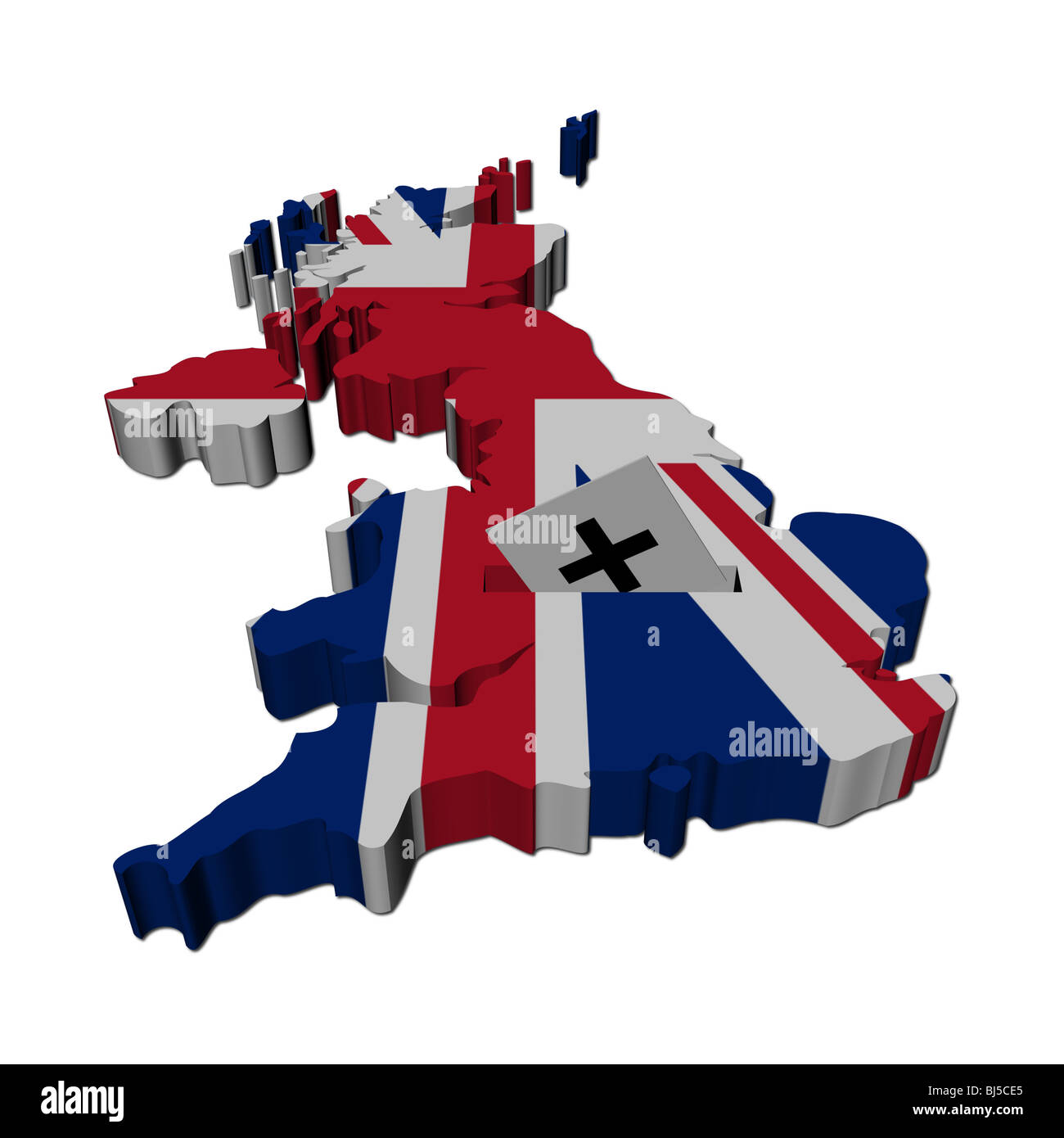 British election map of UK with ballot paper illustration Stock Photo ...