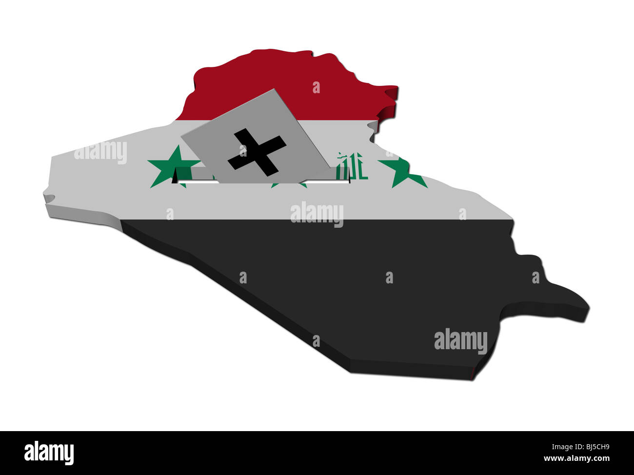 Iraqi election map of Iraq with ballot paper illustration Stock Photo ...