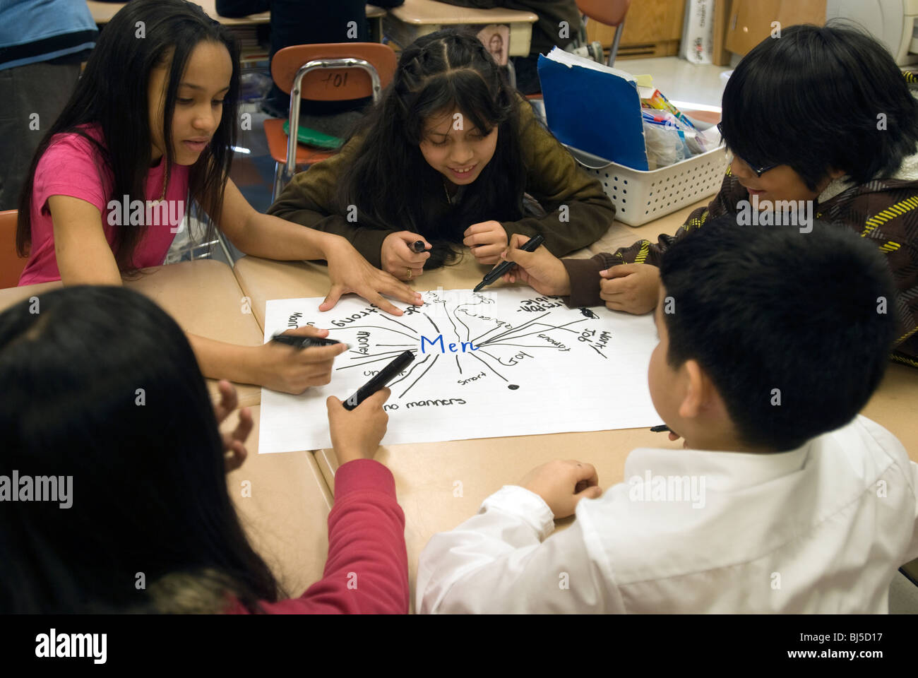 Fifth grade students in New York participate in a classroom discussion ...