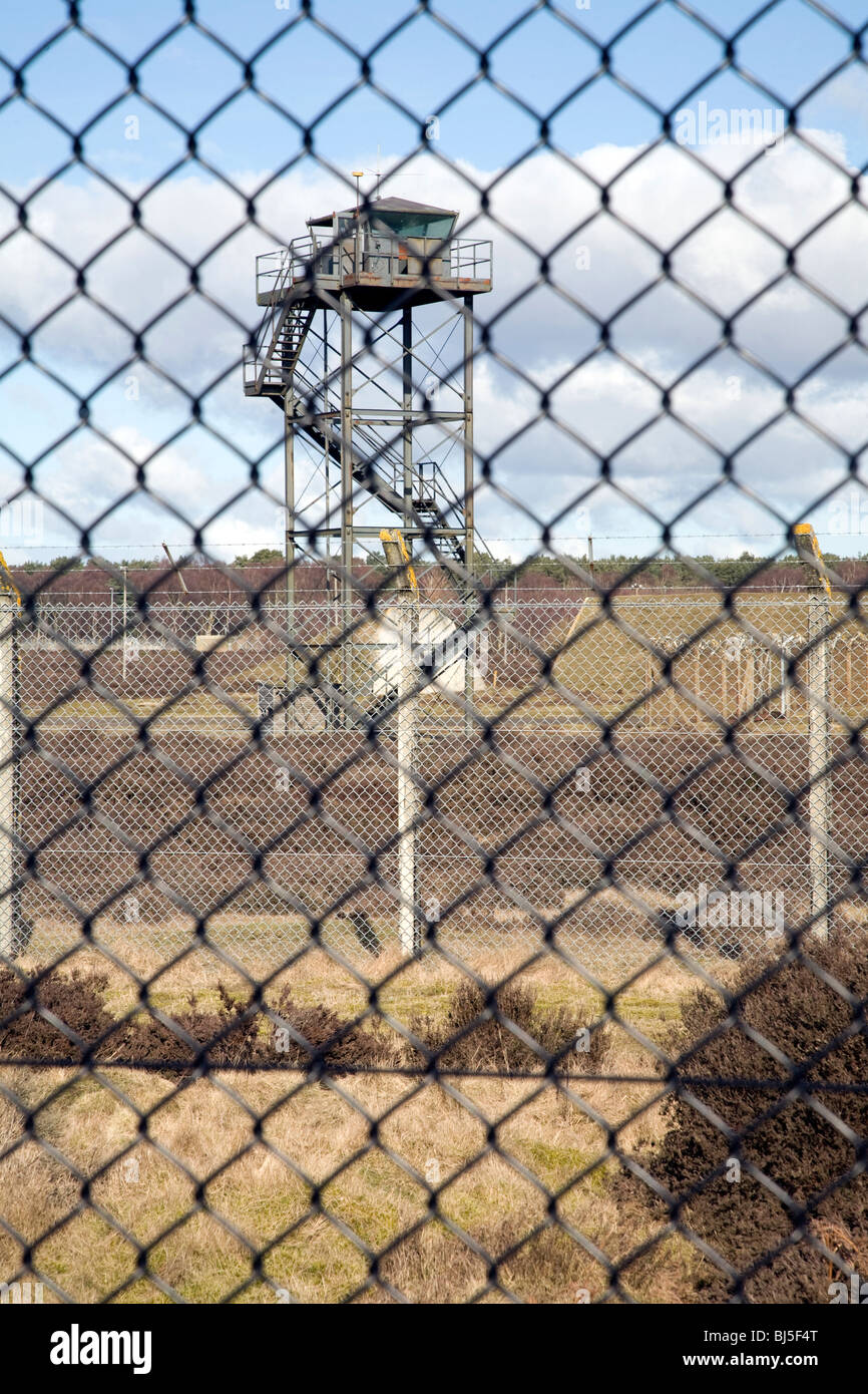 Perimeter security fence at former USAF Woodbridge, Suffolk, England ...
