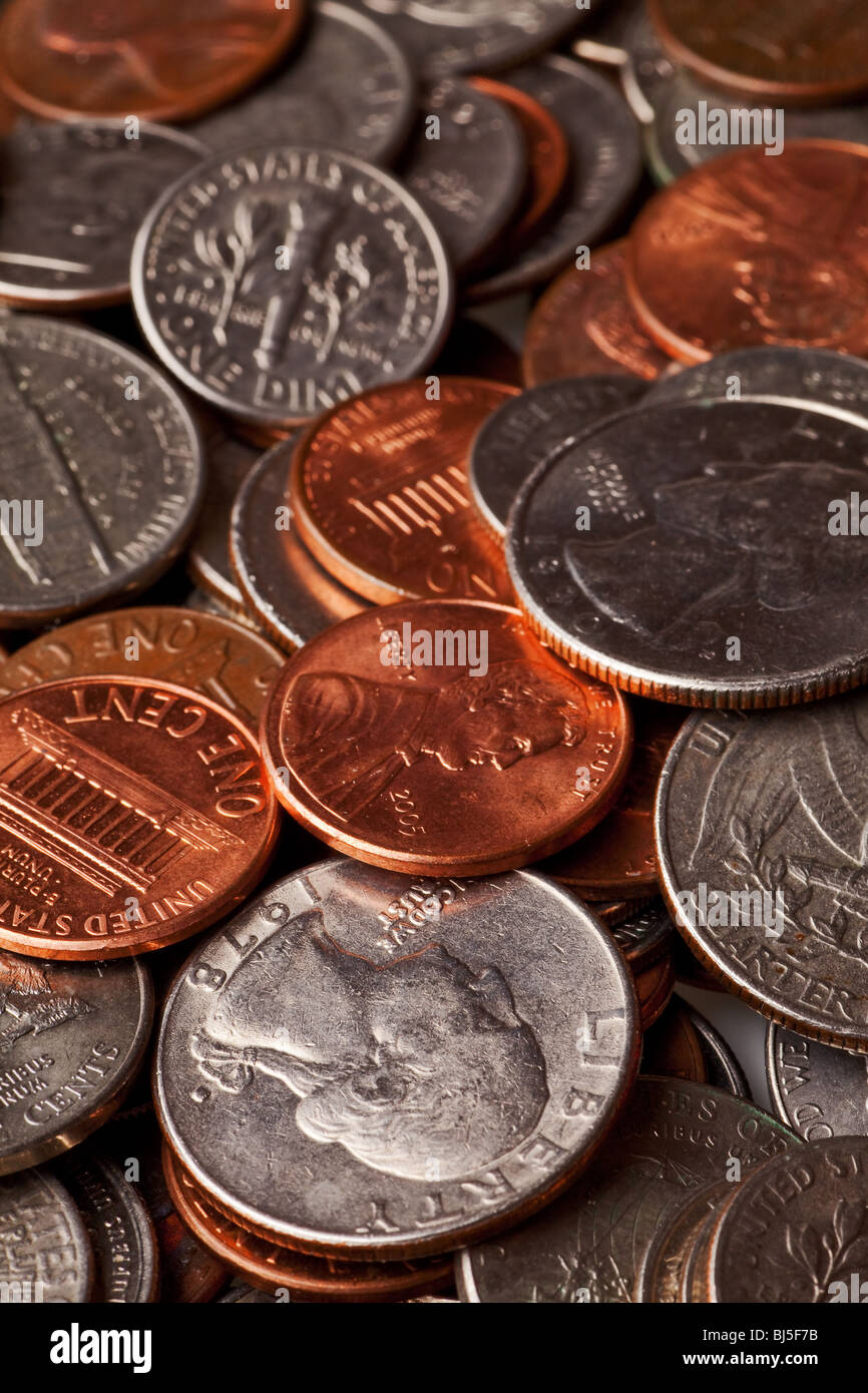 pennies, nickles, dimes, and quarters macro background Stock Photo - Alamy