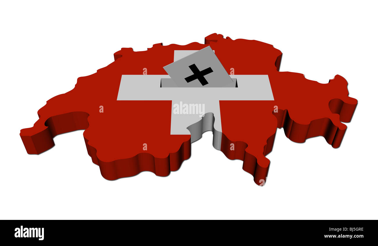Swiss election map of Switzerland with ballot paper illustration Stock ...