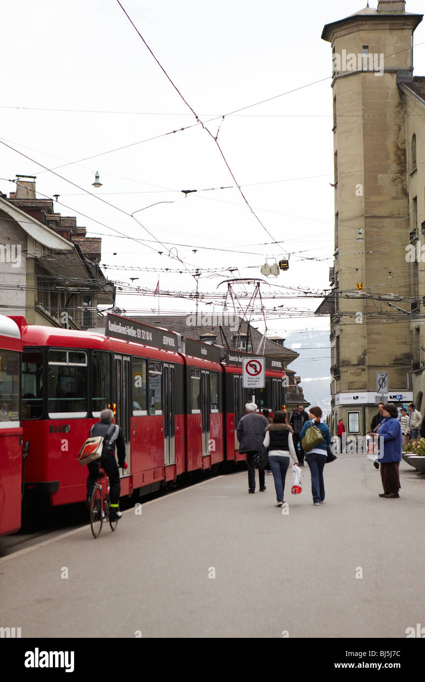 Typical street and tram in Bern, Switzerland Stock Photo - Alamy