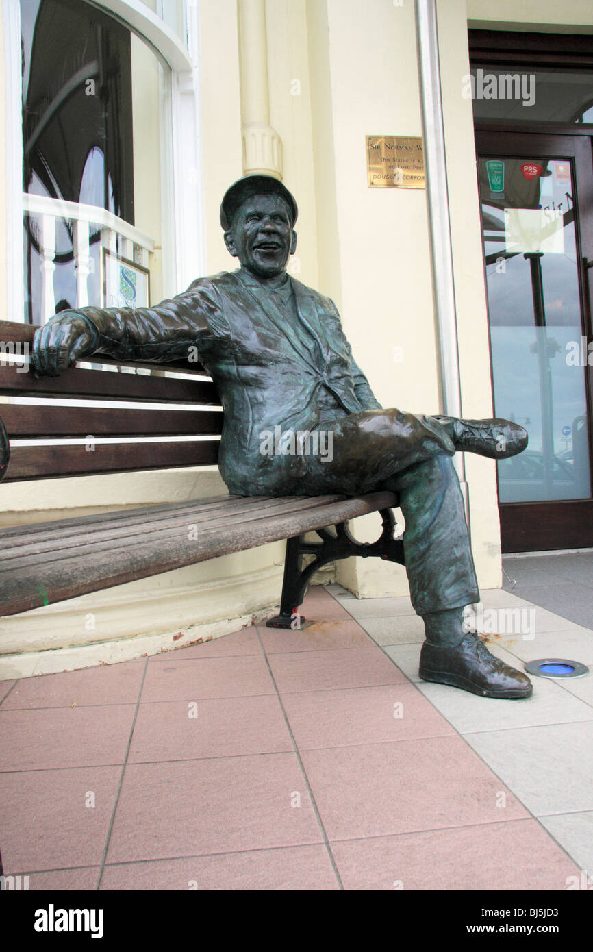 Bronze statue of Sir Norman Wisdom in Douglas, Isle of Man Stock Photo ...