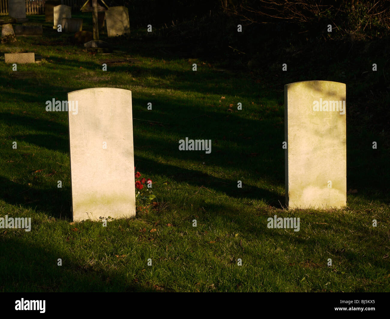 gravestones lit by the sun in a country cemetery Stock Photo - Alamy