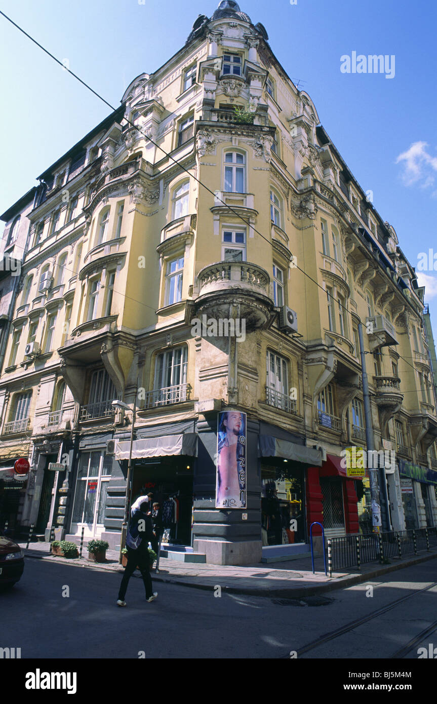 Sofia, Bulgaria, September 2008 -- Old building on street corner Stock ...
