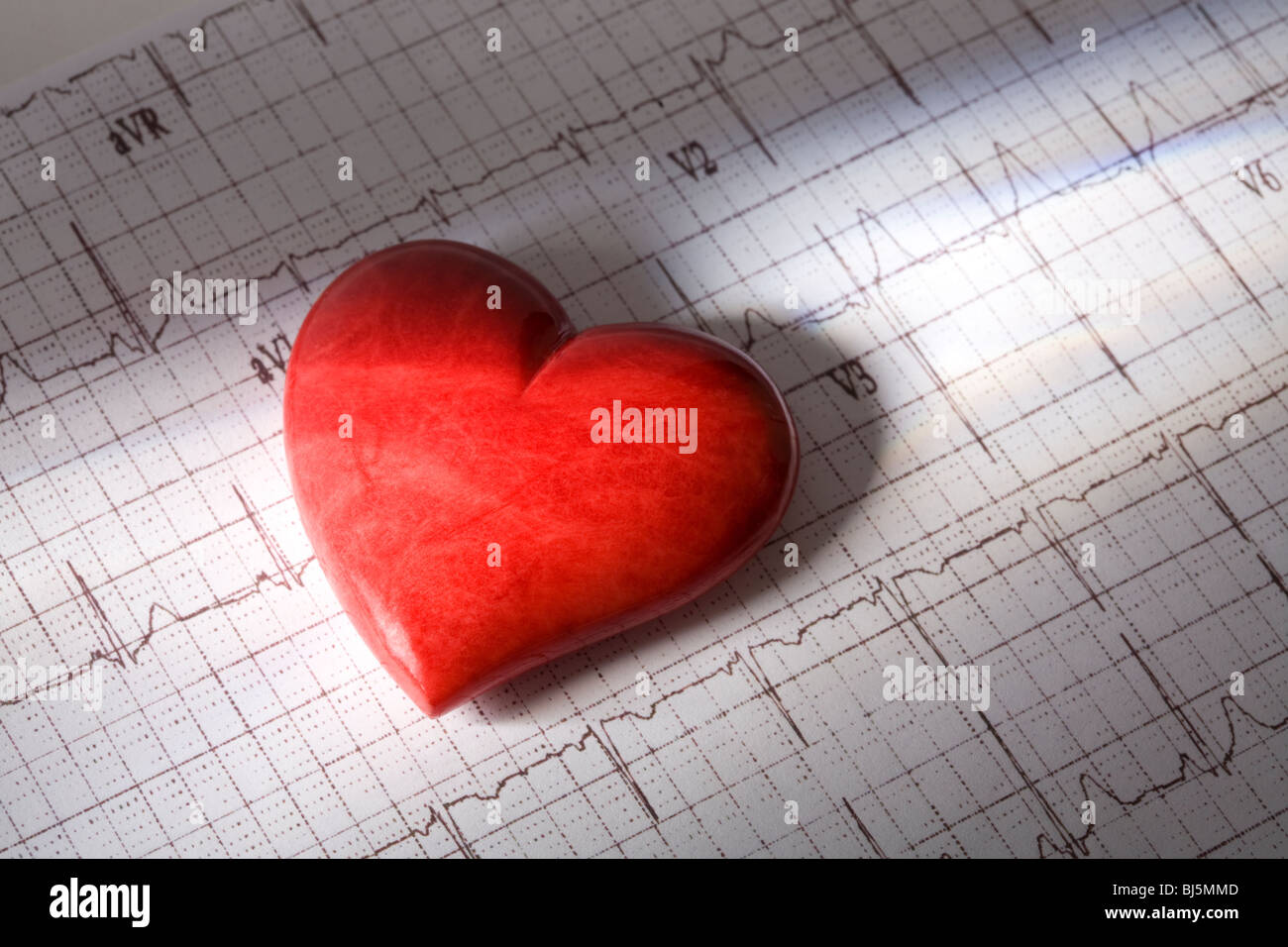 Red marble heart on an ECG printout Stock Photo - Alamy