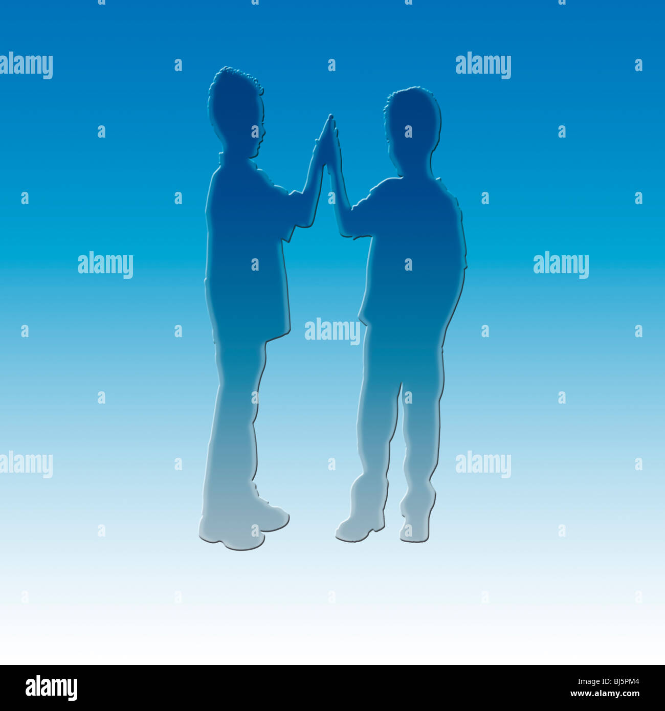 Illustration of Two Children touching palms. A concept of friendship ...