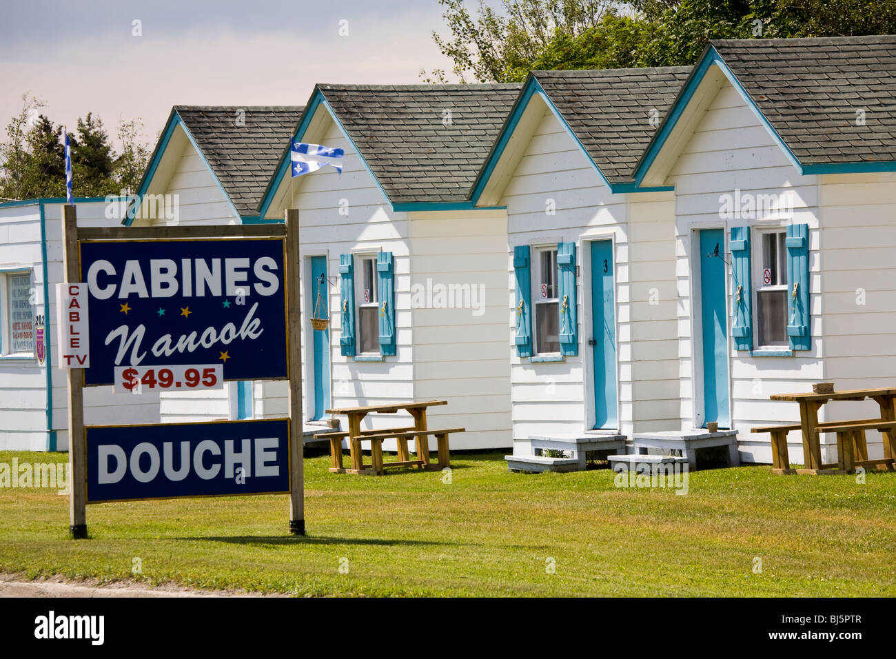 Vintage tourist cabins in the St. Lawrence River village of Cap Chat ...
