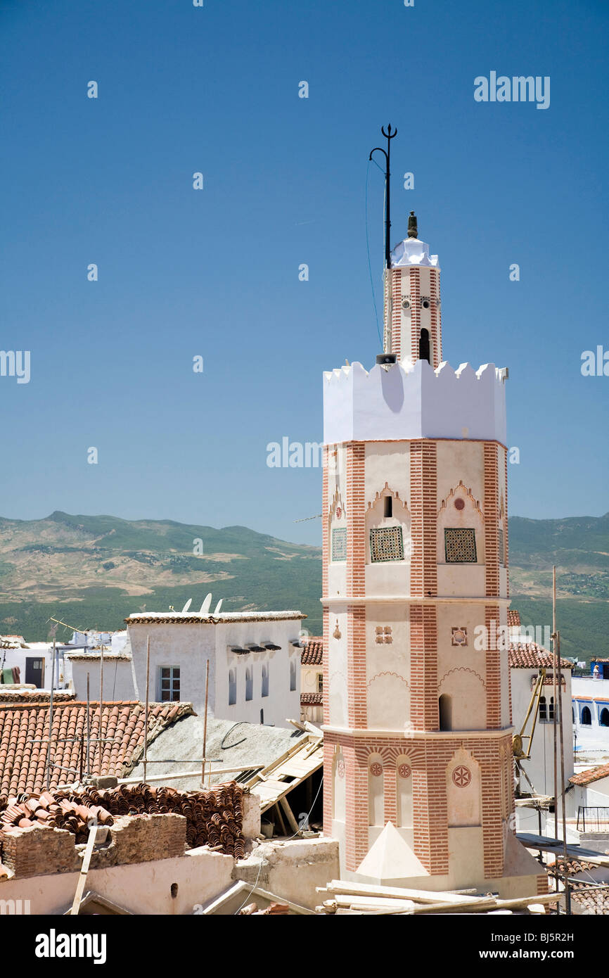 The minaret of the Great Mosque, Chefchaouen, Marocco Stock Photo - Alamy