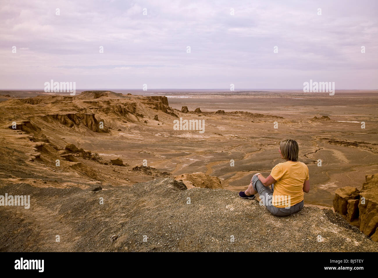 The Flaming Cliffs of Bayanzag Gobi Desert Mongolia Asia where ...