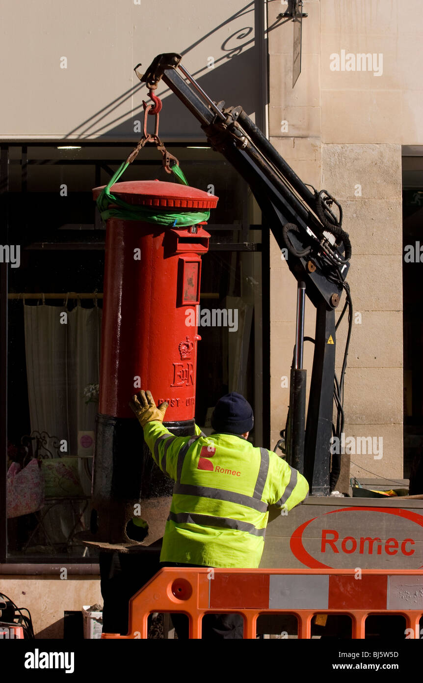 A post box being installed, Queen's Road, Bristol, England Stock Photo ...