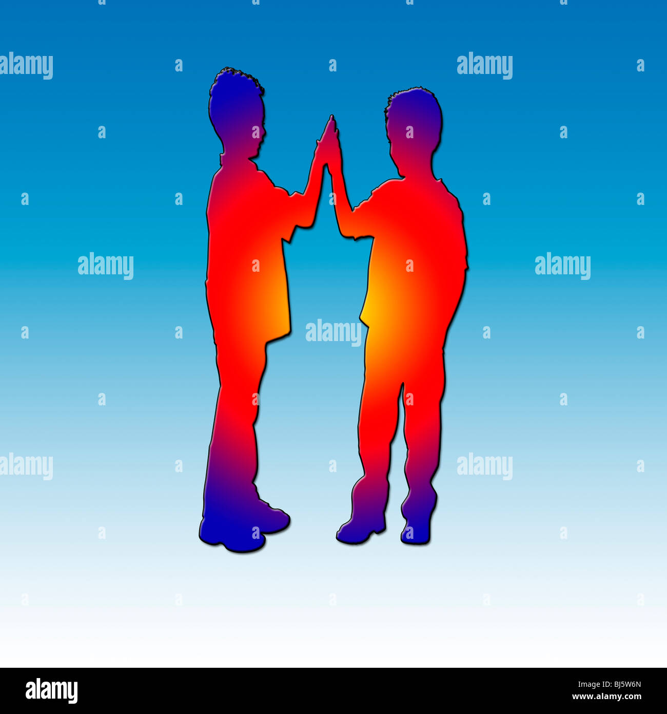 Illustration of Two Children touching palms. A concept of friendship ...