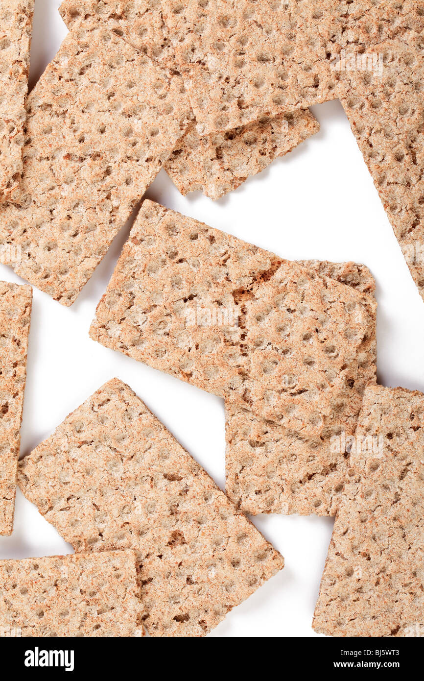 crispbread on white background Stock Photo - Alamy