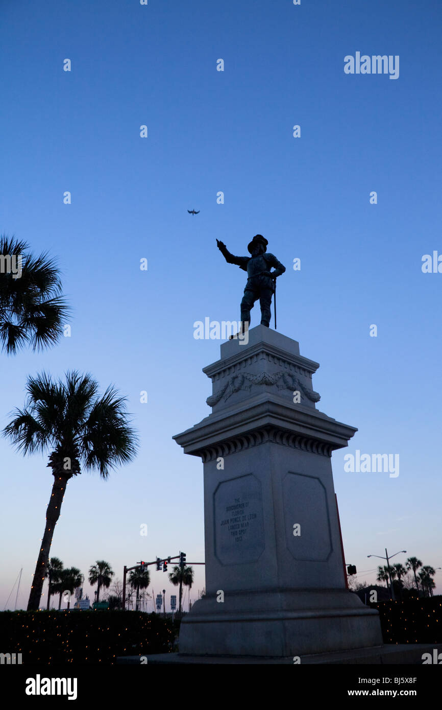 The statue of Ponce de Leon, discoverer of Florida, St. Augustine ...