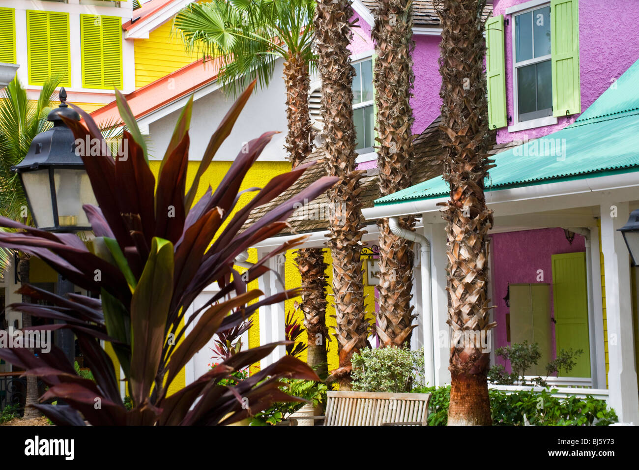 Colourful buildings on Paradise Island Bahamas Stock Photo - Alamy