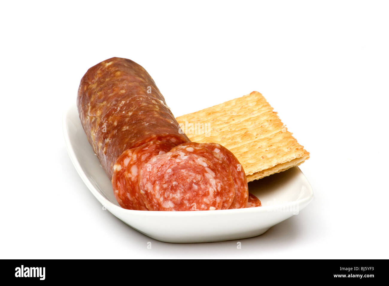 Salami slice sliced crackers appetizer hi-res stock photography and ...