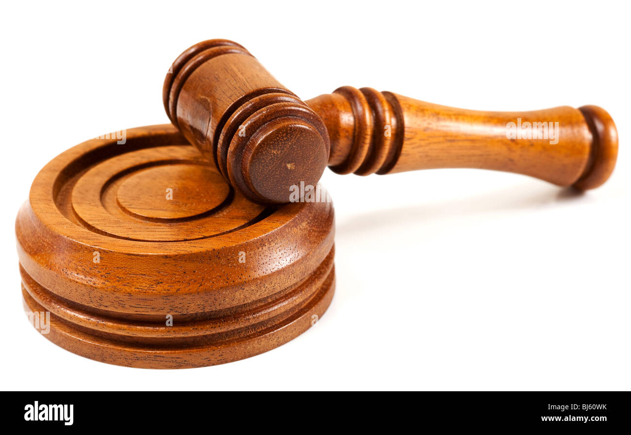 Wooden Hammer and Gavel on an Isolated White Background Stock Photo - Alamy