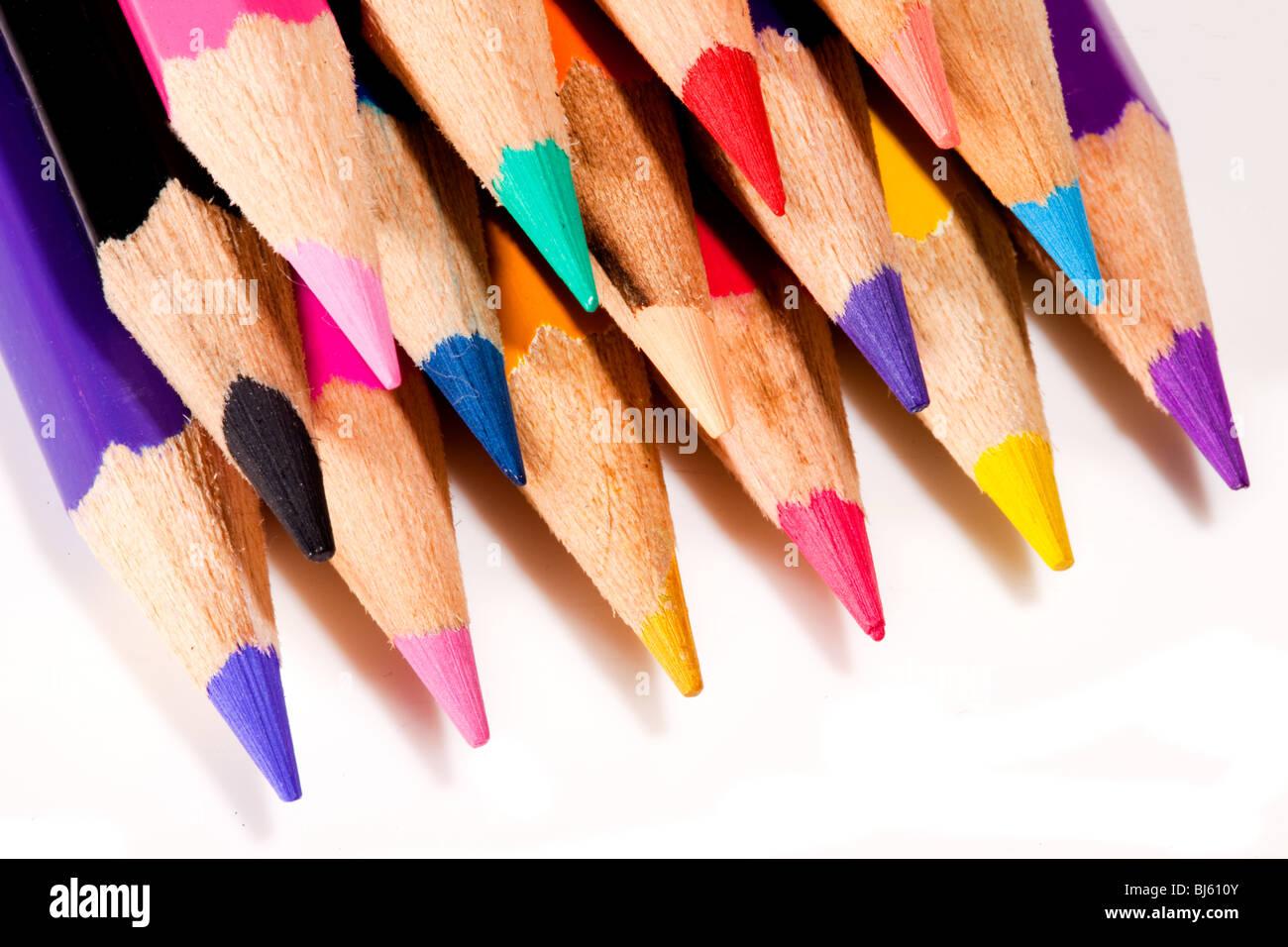 Stack of Colored Pencils on an Isolted White Background Stock Photo - Alamy