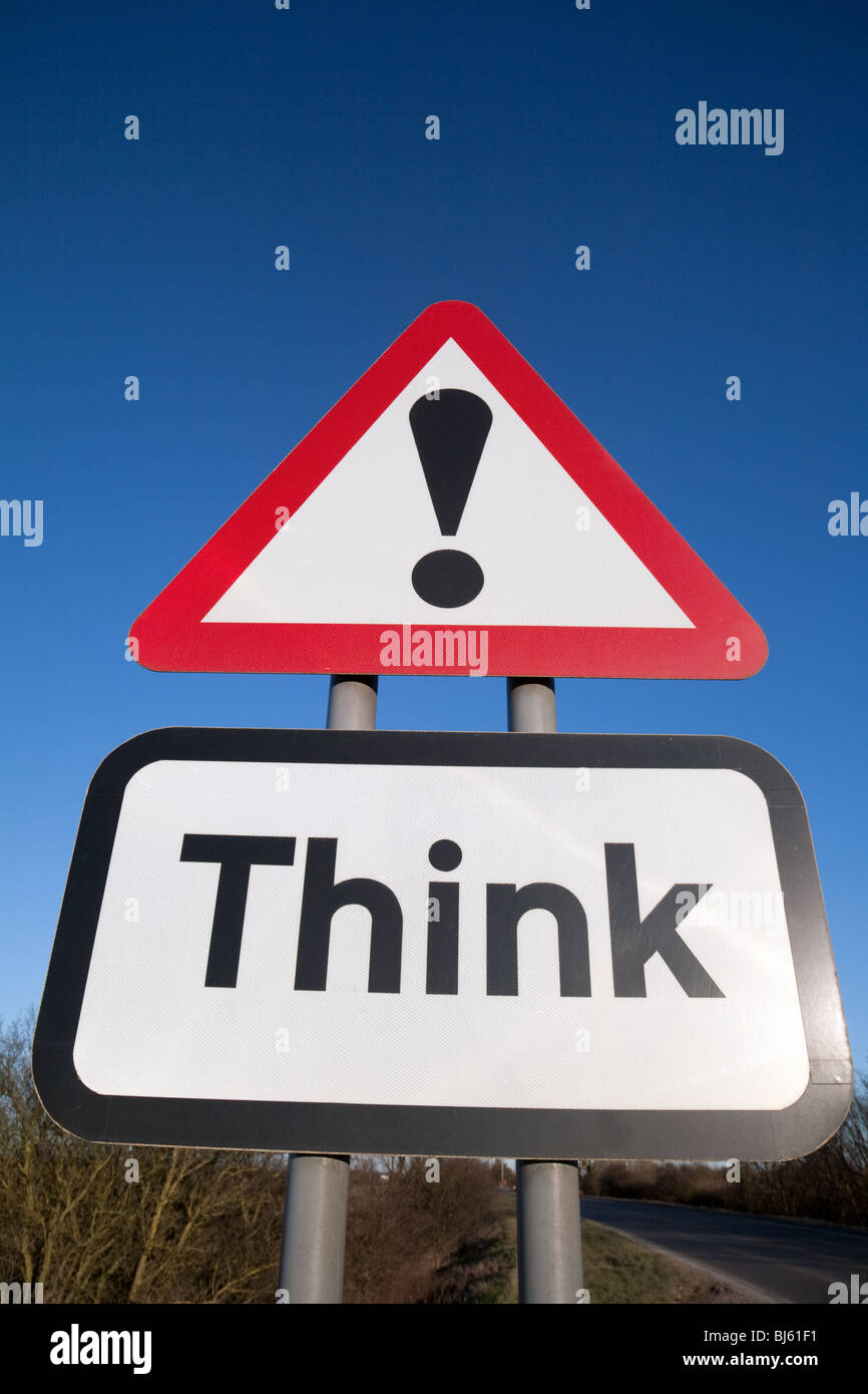 Think! road sign, Cambridgeshire UK Stock Photo - Alamy