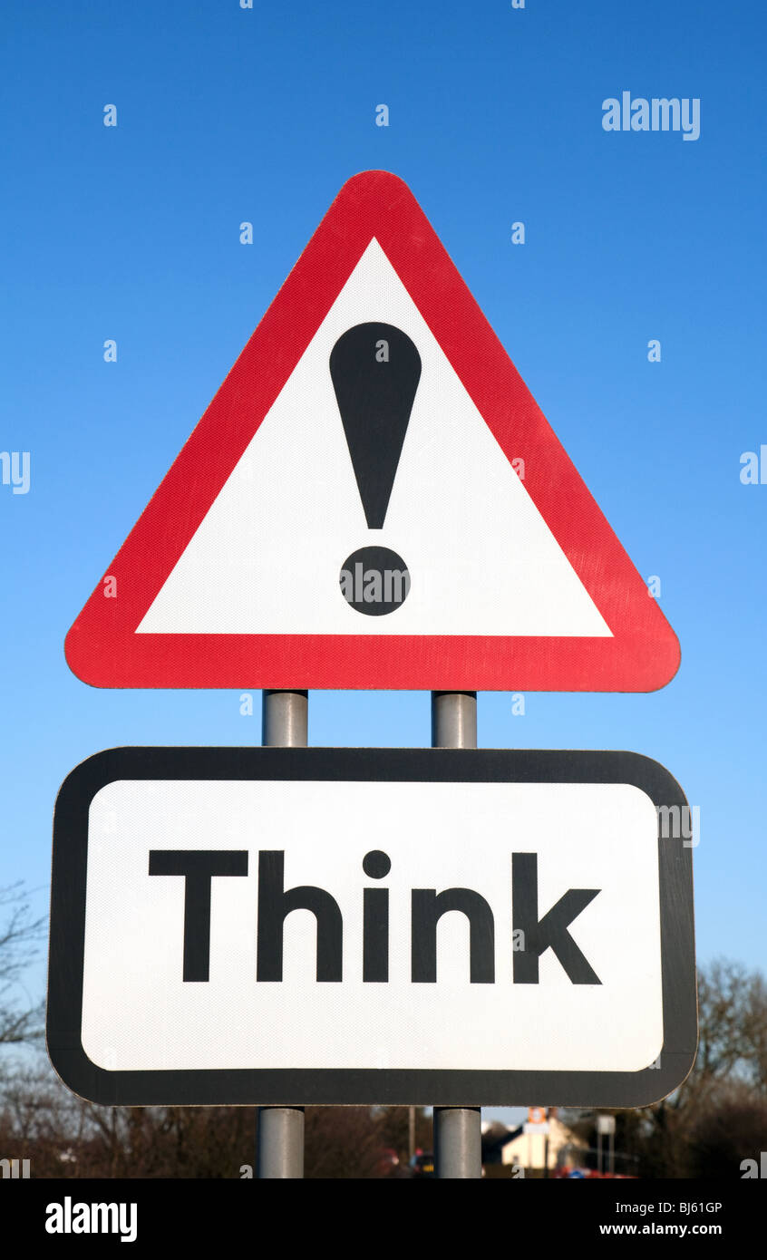 Think! road sign, Cambridgeshire UK Stock Photo - Alamy