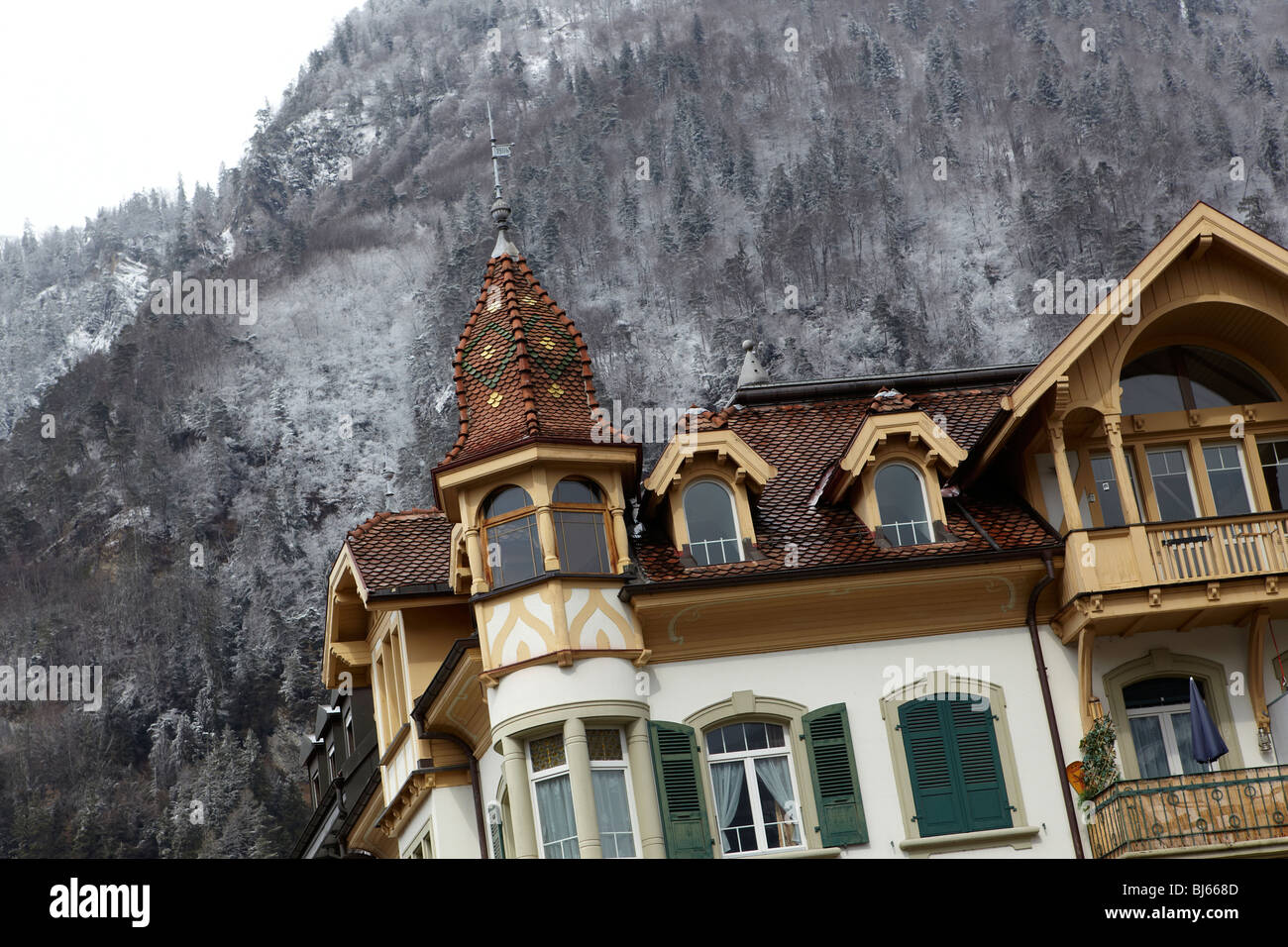 Beautiful architecture in Unterseen, Interlaken, Switzerland Stock ...