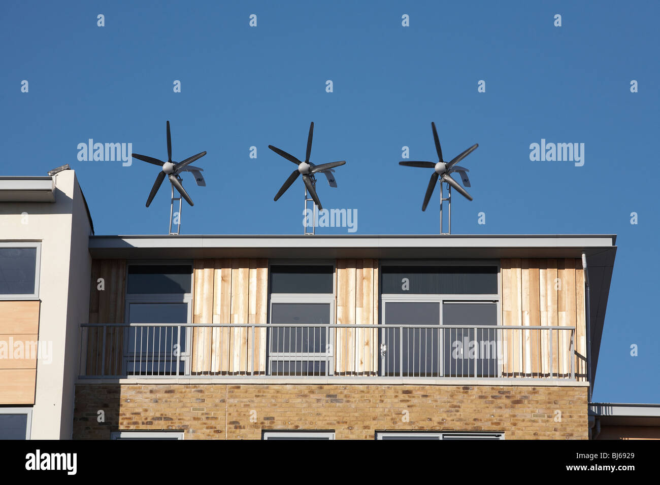 Wind turbines on top of new build residential flats and apartments ...