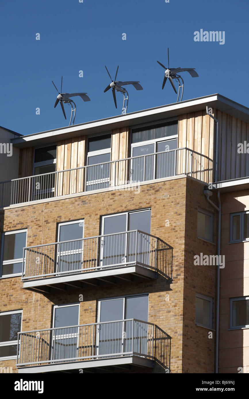 Wind turbines on top of new build residential flats and apartments ...