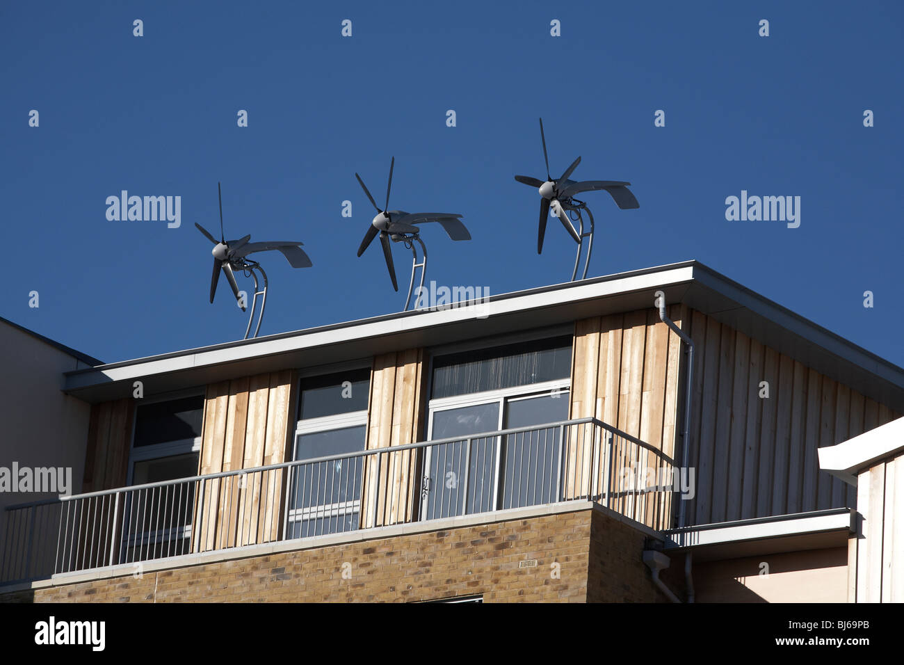 Wind turbines on top of new build residential flats and apartments ...
