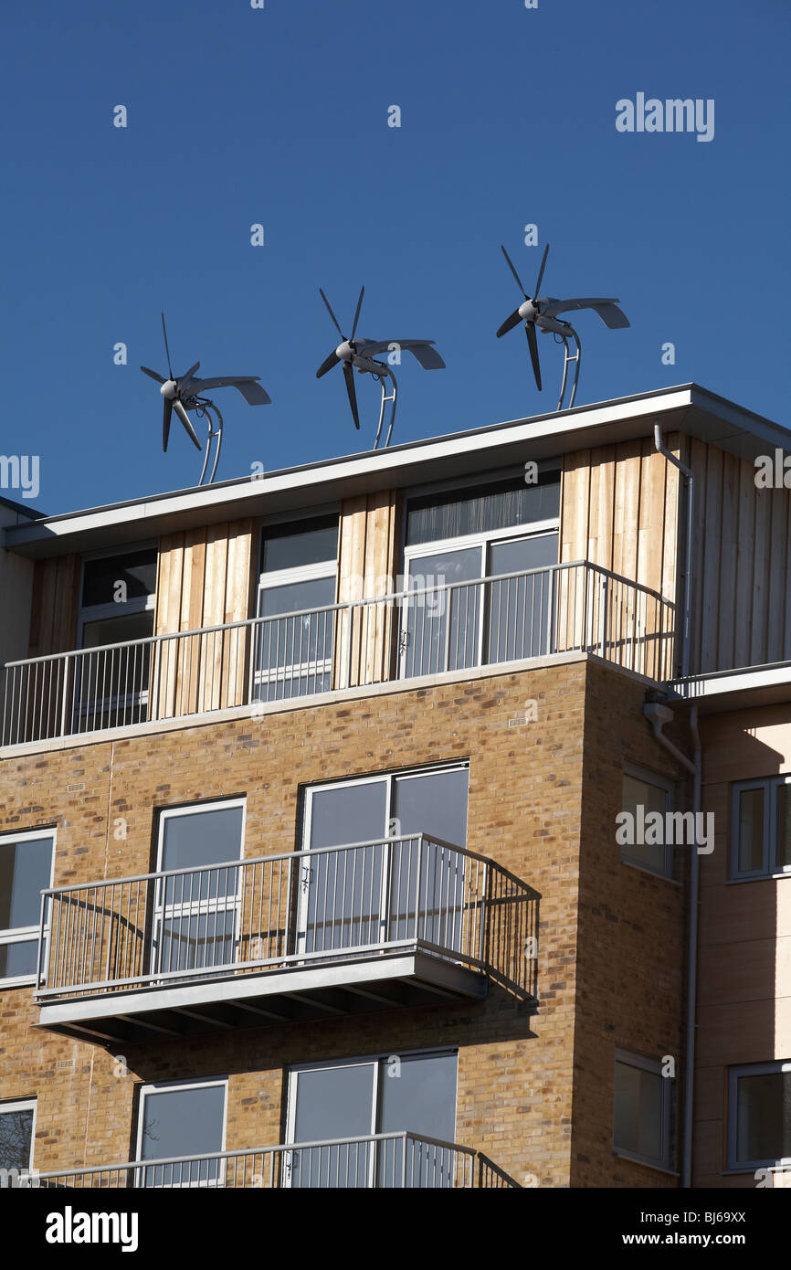Wind turbines on top of new build residential flats and apartments ...