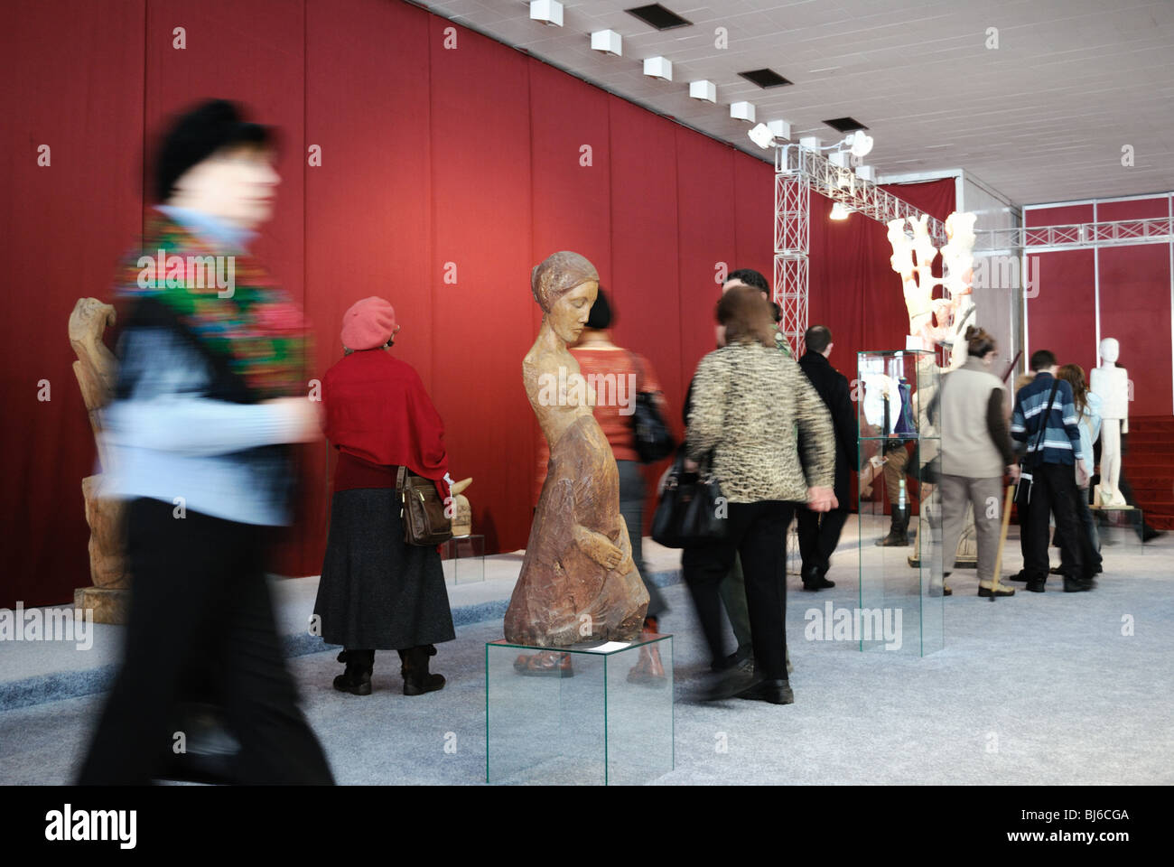 Visitors view sculptures displayed at a Great Sculpture Exhibition on ... Visitors view sculptures displayed at a Great Sculpture Exhibition on ...