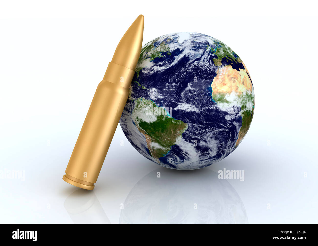 earth globe with bullet Stock Photo - Alamy