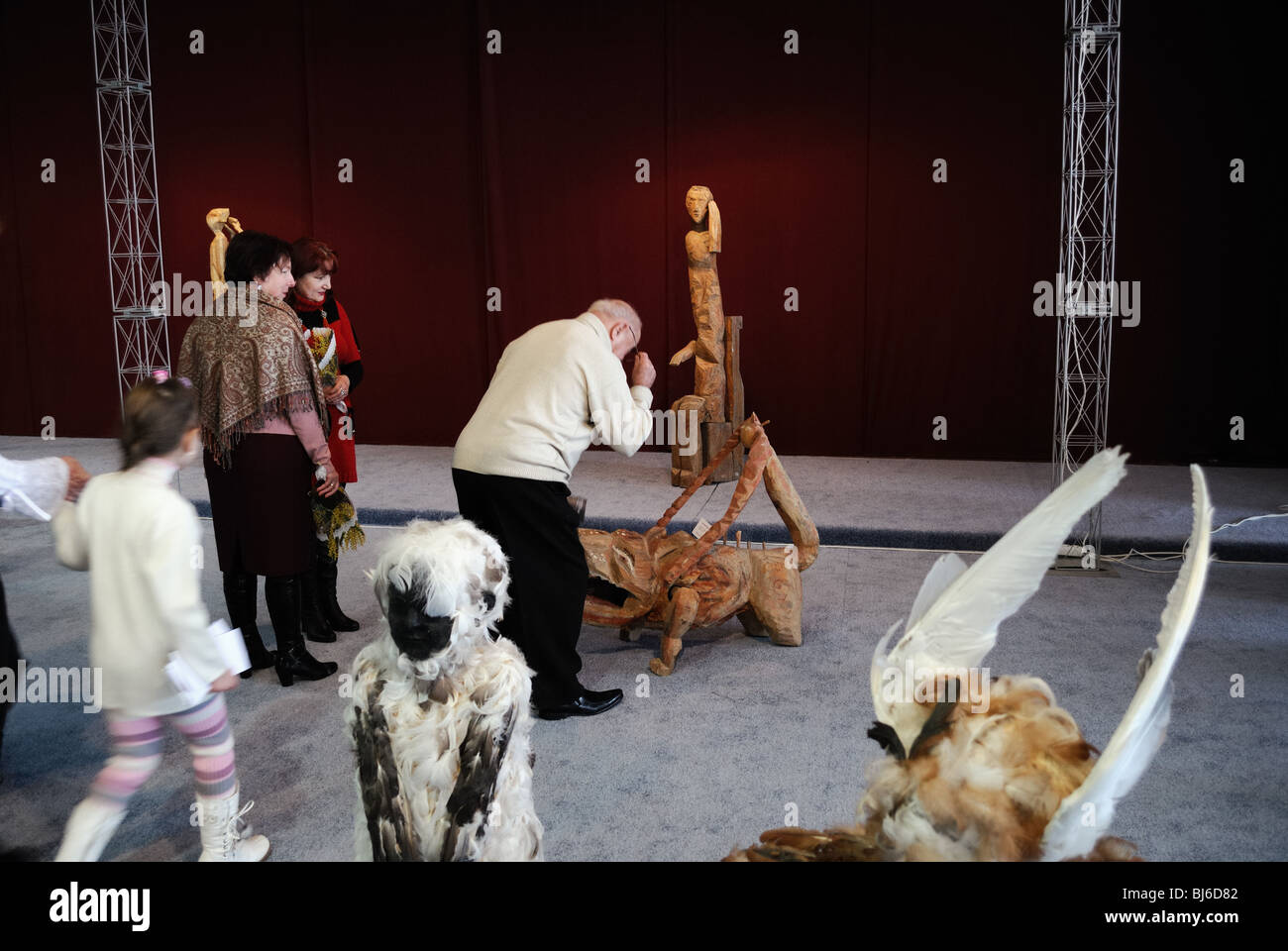 Visitors view sculptures displayed at a Great Sculpture Exhibition on ... Visitors view sculptures displayed at a Great Sculpture Exhibition on ...