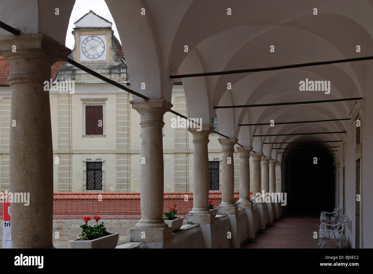 Brezice,castle,1529,tuscan columns,Slovenia Stock Photo - Alamy