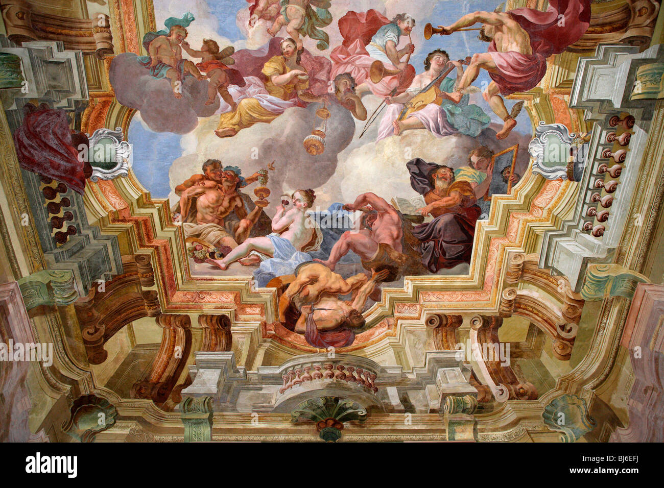 1529 baroque brezice castle stairway frescoes slovenia hi-res stock ...