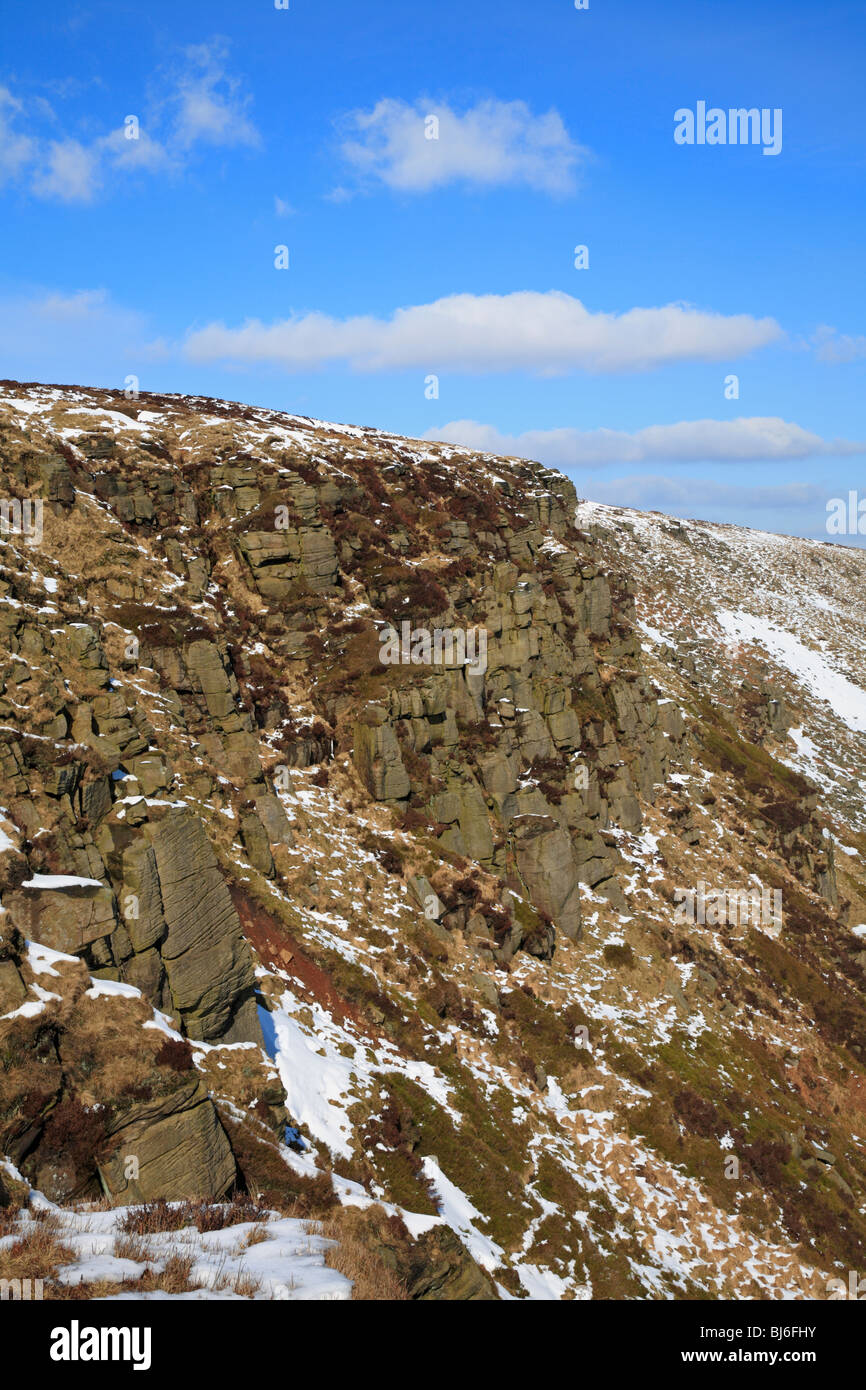Snow around Laddow Rocks on the Pennine Way, Peak District National ...