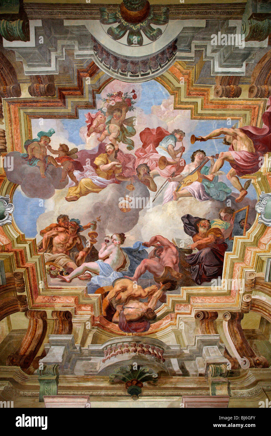1529 baroque brezice castle stairway frescoes slovenia hi-res stock ...